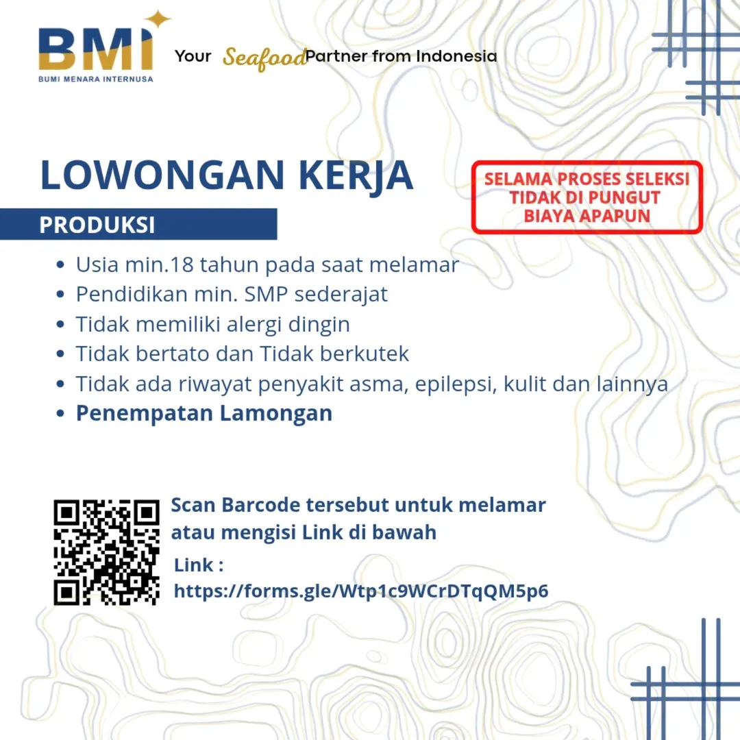 Lowongan Kerja PT BMI Lamongan 2026, Dibuka Posisi Produksi Minimal ...